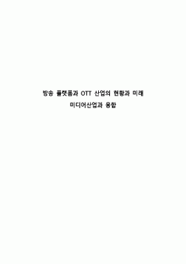 방송 플랫폼과 OTT 산업의 현황과 미래 미디어산업과 융합-1페이지