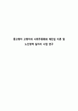 중고령자 고령자의 사회주류화와 재진입 이론 및 노인정책 일자리 사업 연구-1페이지