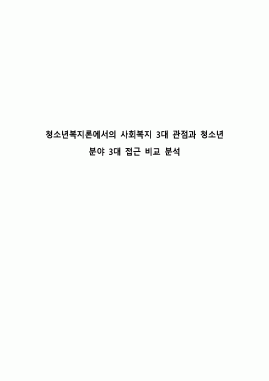 청소년복지론에서의 사회복지 3대 관점과 청소년 분야 3대 접근 비교 분석-1페이지