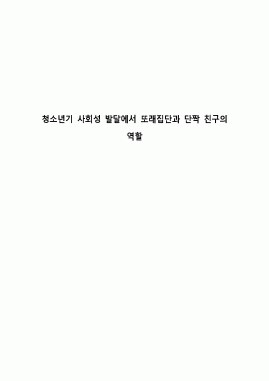 청소년기 사회성 발달에서 또래집단과 단짝 친구의 역할-1페이지