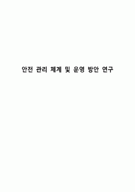 안전 관리 체계 및 운영 방안 연구-1페이지