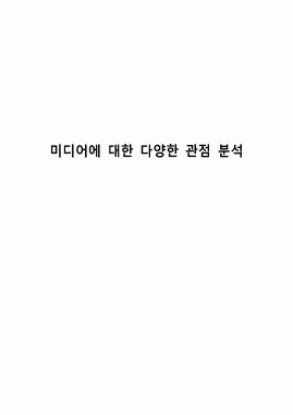 미디어에 대한 다양한 관점 분석-1페이지