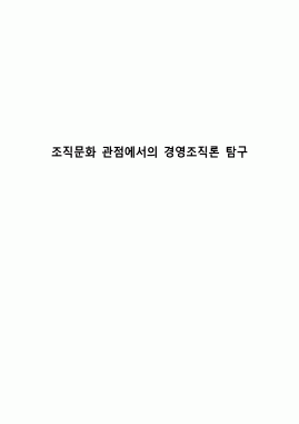조직문화 관점에서의 경영조직론 탐구-1페이지