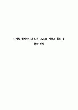 디지털 멀티미디어 방송 DMB의 개념과 특성 및 현황 분석-1페이지