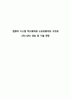 컴퓨터 시스템 하드웨어와 소프트웨어의 구조와 CPU GPU 성능 및 기술 전망-1페이지