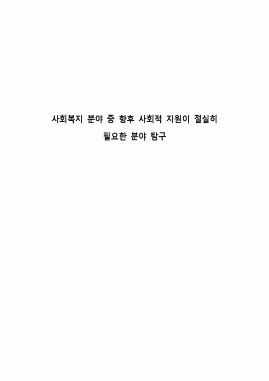 사회복지 분야 중 향후 사회적 지원이 절실히 필요한 분야 탐구-1페이지