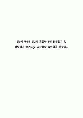 만0세 만1세 만2세 혼합반 1년 관찰일지 및 발달평가 312Page 일상생활 놀이활동 관찰일지-1페이지