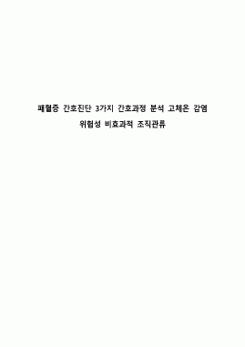 패혈증 간호진단 3가지 간호과정 분석 고체온 감염 위험성 비효과적 조직관류-1페이지