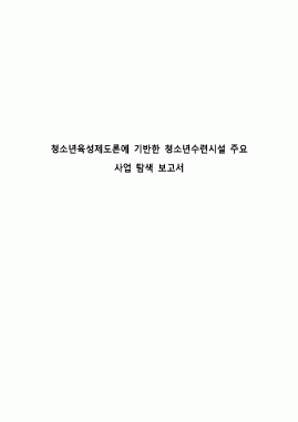 청소년육성제도론에 기반한 청소년수련시설 주요 사업 탐색 보고서-1페이지