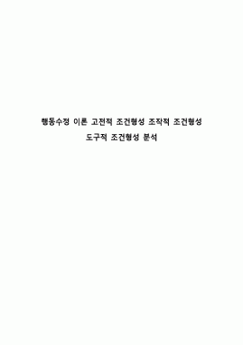 행동수정 이론 고전적 조건형성 조작적 조건형성 도구적 조건형성 분석-1페이지