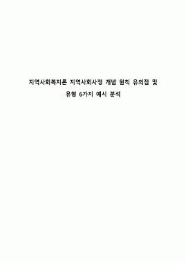 지역사회복지론 지역사회사정 개념 원칙 유의점 및 유형 6가지 예시 분석-1페이지