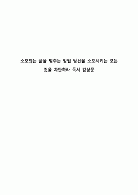 소모되는 삶을 멈추는 방법 당신을 소모시키는 모든 것을 차단하라 독서 감상문-1페이지