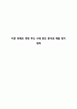 티몬 위메프 큐텐 부도 사태 원인 분석과 재발 방지 대책-1페이지