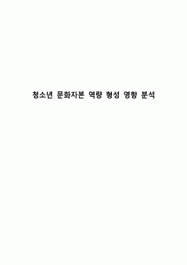 청소년 문화자본 역량 형성 영향 분석-1페이지