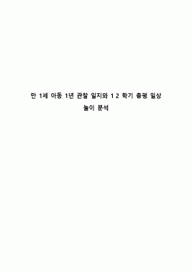 만 1세 아동 1년 관찰 일지와 1 2 학기 총평 일상 놀이 분석-1페이지