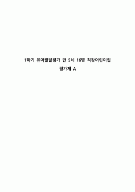 1학기 유아발달평가 만 5세 16명 직장어린이집 평가제 A-1페이지