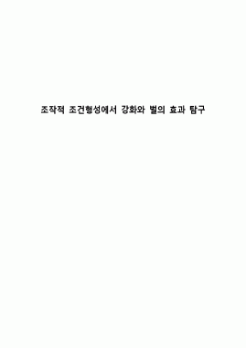 조작적 조건형성에서 강화와 벌의 효과 탐구-1페이지
