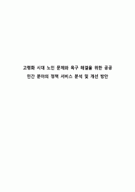 고령화 시대 노인 문제와 욕구 해결을 위한 공공 민간 분야의 정책 서비스 분석 및 개선 방안-1페이지