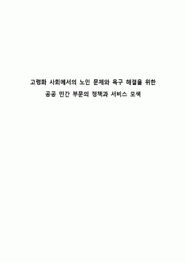 고령화 사회에서의 노인 문제와 욕구 해결을 위한 공공 민간 부문의 정책과 서비스 모색-1페이지