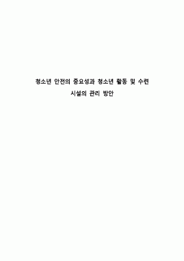 청소년 안전의 중요성과 청소년 활동 및 수련 시설의 관리 방안-1페이지