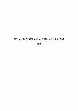 집단지도력의 필요성과 사회복지실천 적용 사례 분석-1페이지