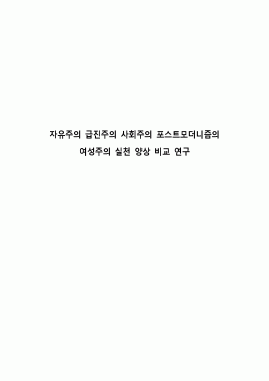 자유주의 급진주의 사회주의 포스트모더니즘의 여성주의 실천 양상 비교 연구-1페이지