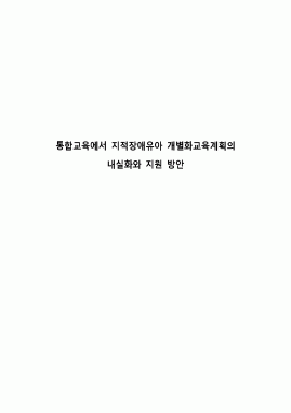 통합교육에서 지적장애유아 개별화교육계획의 내실화와 지원 방안-1페이지