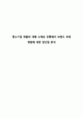 중소기업 제품의 대형 소매상 유통에서 브랜드 파워 영향에 대한 장단점 분석-1페이지