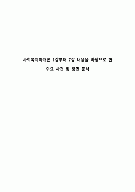 사회복지학개론 1강부터 7강 내용을 바탕으로 한 주요 사건 및 장면 분석-1페이지