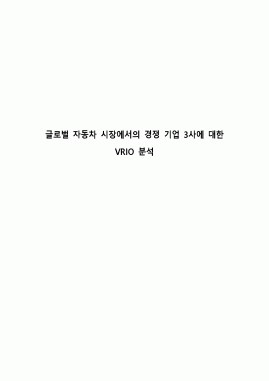 글로벌 자동차 시장에서의 경쟁 기업 3사에 대한 VRIO 분석-1페이지