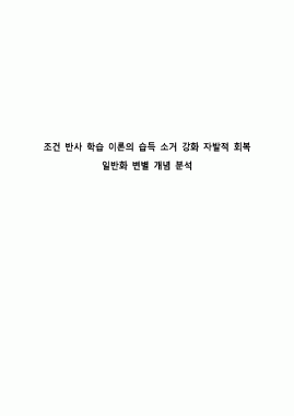 조건 반사 학습 이론의 습득 소거 강화 자발적 회복 일반화 변별 개념 분석-1페이지