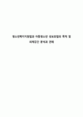 청소년복지지원법과 아동청소년 성보호법의 목적 및 의제강간 분석과 견해-1페이지