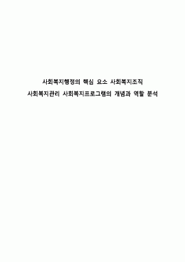 사회복지행정의 핵심 요소 사회복지조직 사회복지관리 사회복지프로그램의 개념과 역할 분석-1페이지