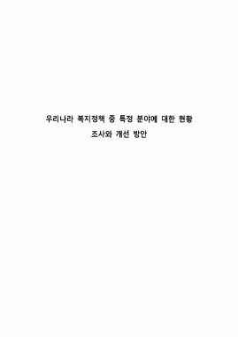 우리나라 복지정책 중 특정 분야에 대한 현황 조사와 개선 방안-1페이지