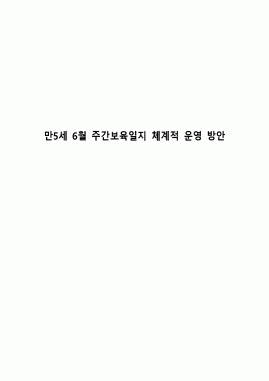 만5세 6월 주간보육일지 체계적 운영 방안-1페이지