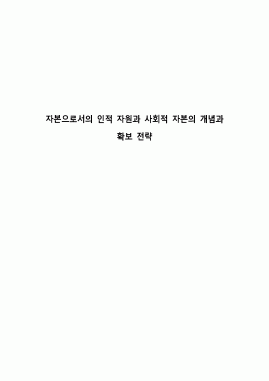 자본으로서의 인적 자원과 사회적 자본의 개념과 확보 전략-1페이지