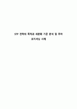STP 전략의 목적과 세분화 기준 분석 및 푸마 포지셔닝 사례-1페이지