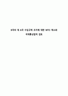B국의 대 A국 수입규제 조치에 대한 WTO 제소와 국제통상법적 검토-1페이지