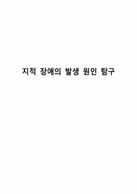 지적 장애의 발생 원인 탐구-1페이지