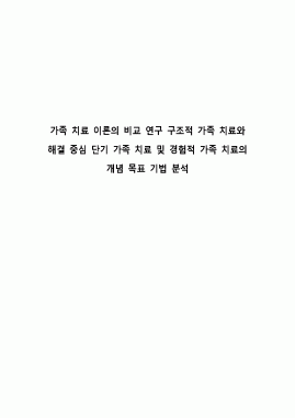 가족 치료 이론의 비교 연구 구조적 가족 치료와 해결 중심 단기 가족 치료 및 경험적 가족 치료의 개념 목표 기법 분석-1페이지