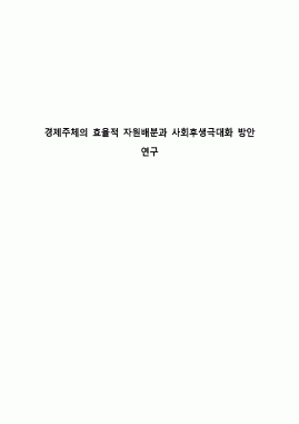 경제주체의 효율적 자원배분과 사회후생극대화 방안 연구-1페이지