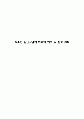 청소년 집단상담의 이해와 의의 및 진행 과정-1페이지