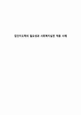 집단지도력의 필요성과 사회복지실천 적용 사례-1페이지