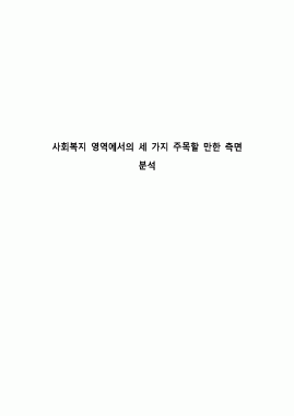 사회복지 영역에서의 세 가지 주목할 만한 측면 분석-1페이지