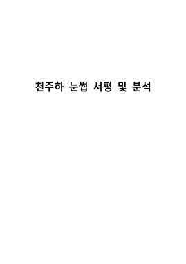 천주하 눈썹 서평 및 분석-1페이지