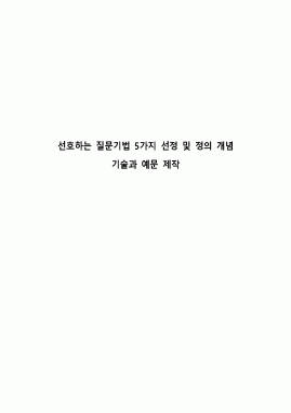 선호하는 질문기법 5가지 선정 및 정의 개념 기술과 예문 제작-1페이지
