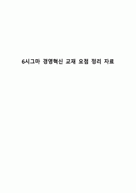 6시그마 경영혁신 교재 요점 정리 자료-1페이지