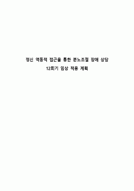 정신 역동적 접근을 통한 분노조절 장애 상담 12회기 임상 적용 계획-1페이지
