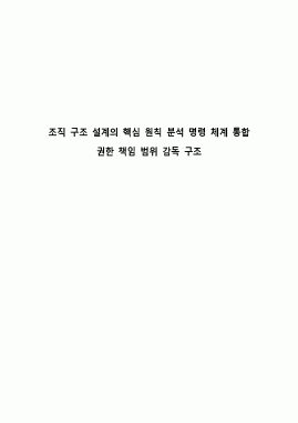 조직 구조 설계의 핵심 원칙 분석 명령 체계 통합 권한 책임 범위 감독 구조-1페이지