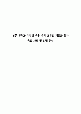 발문 전략과 기법의 종류 목적 조건과 계열화 칭찬 응답 사례 및 방법 분석-1페이지
